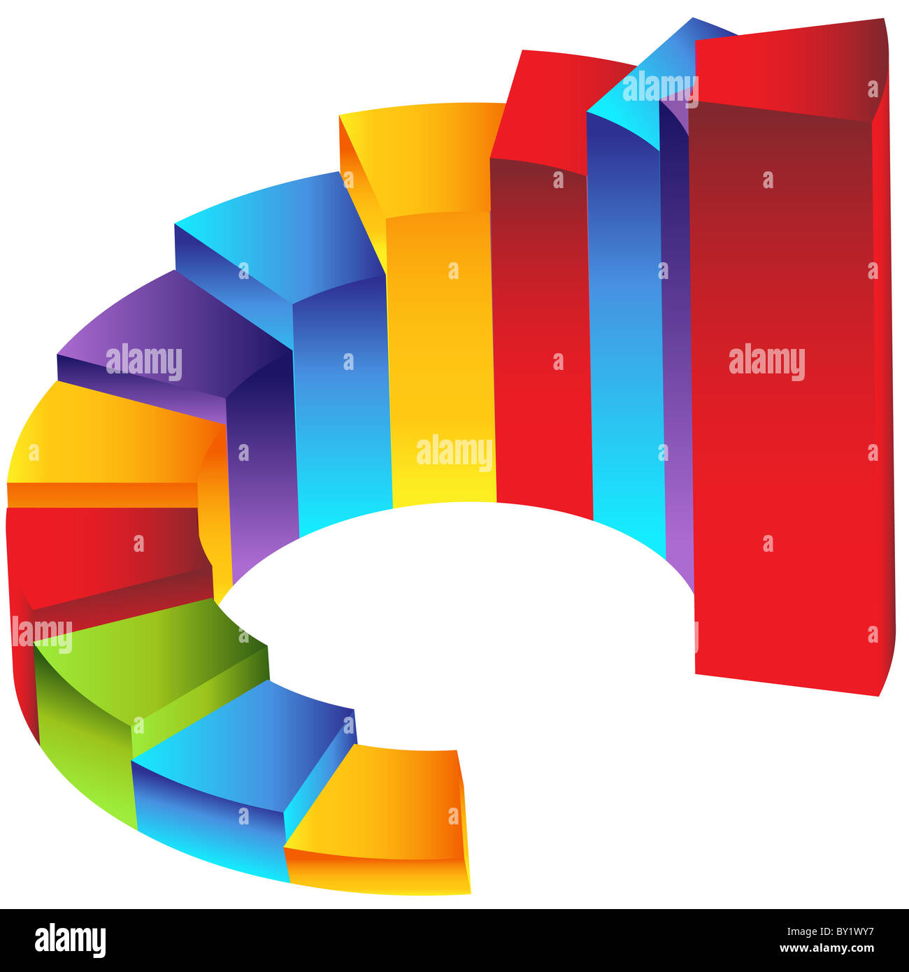 An image of a 3d staircase step column chart Stock Photo - Alamy