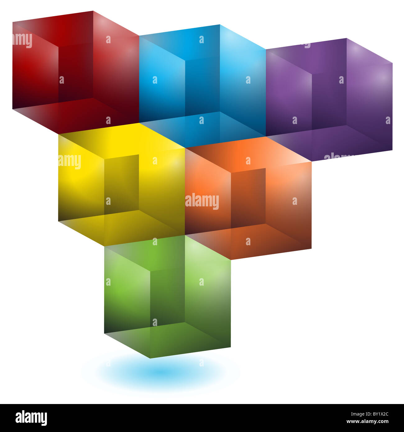 Floating geometric cubes illustration hi-res stock photography and ...