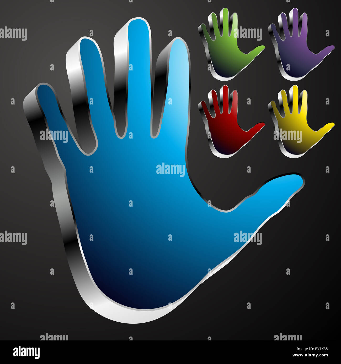 An image of a chrome hand button Stock Photo - Alamy
