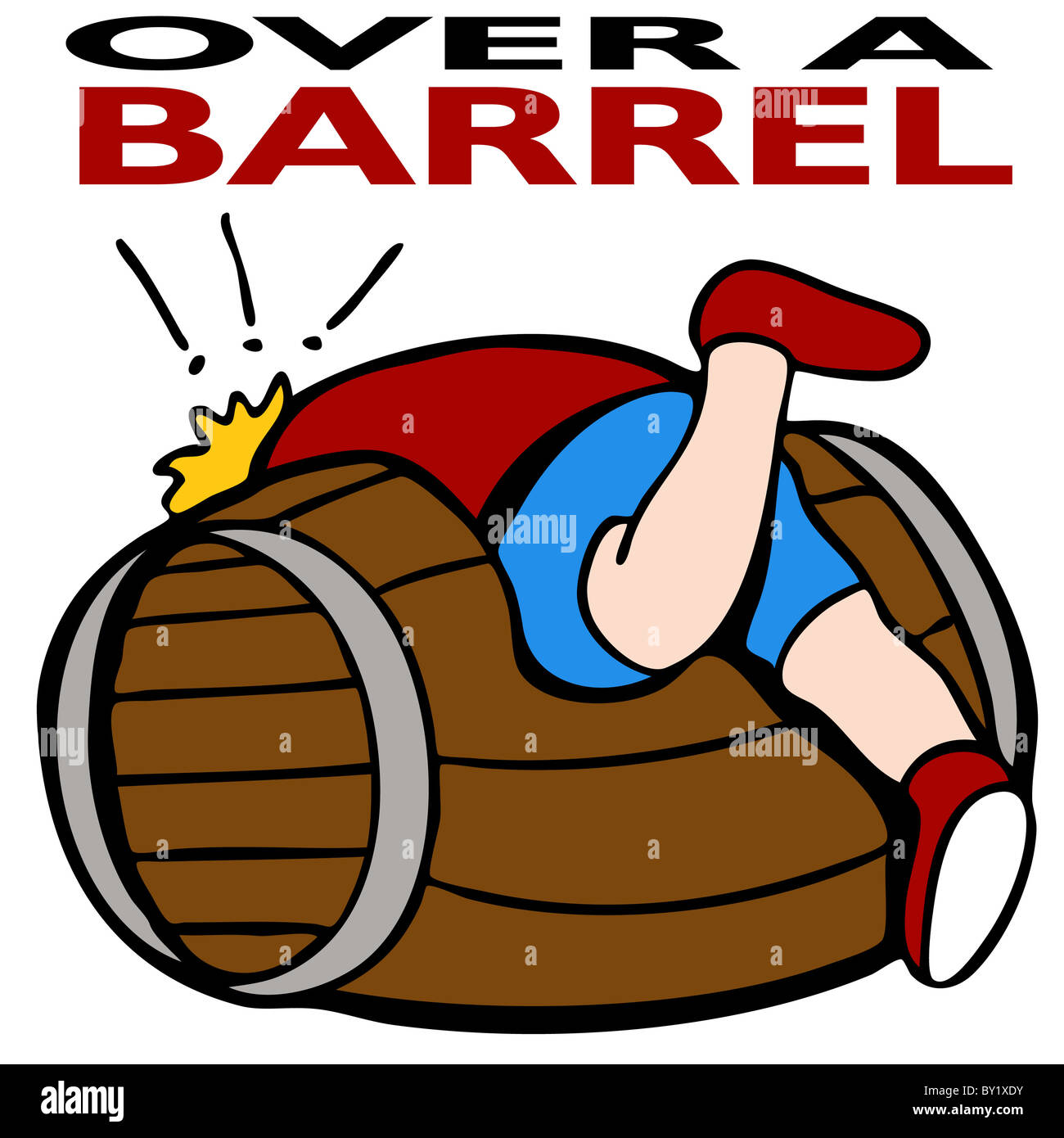 An image representing being over a barrel Stock Photo - Alamy