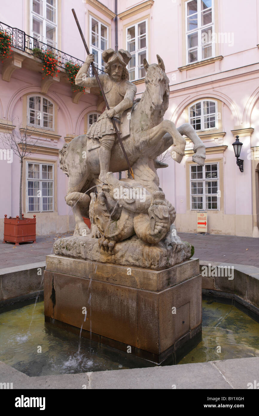 Statue of Saint George slaying the dragon, Bratislava, Slovakia Stock ...