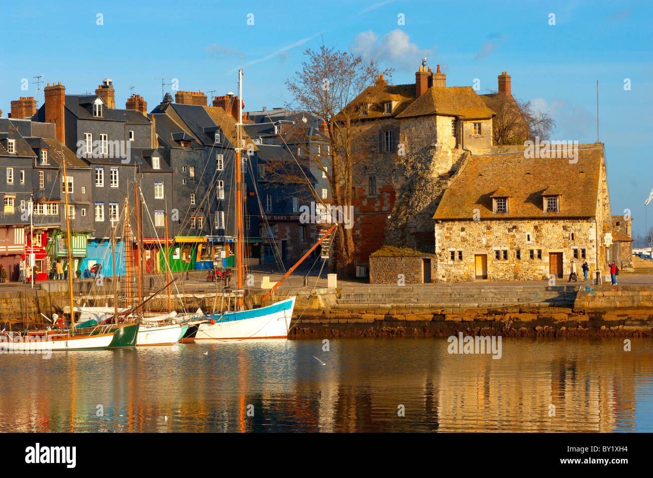 harbour buildings and yaughts. Honfleur, Normandy, France Stock Photo ...
