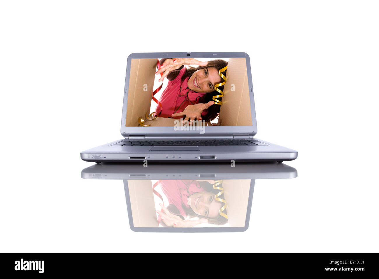 Girl christmas shopping online Cut Out Stock Images & Pictures - Alamy