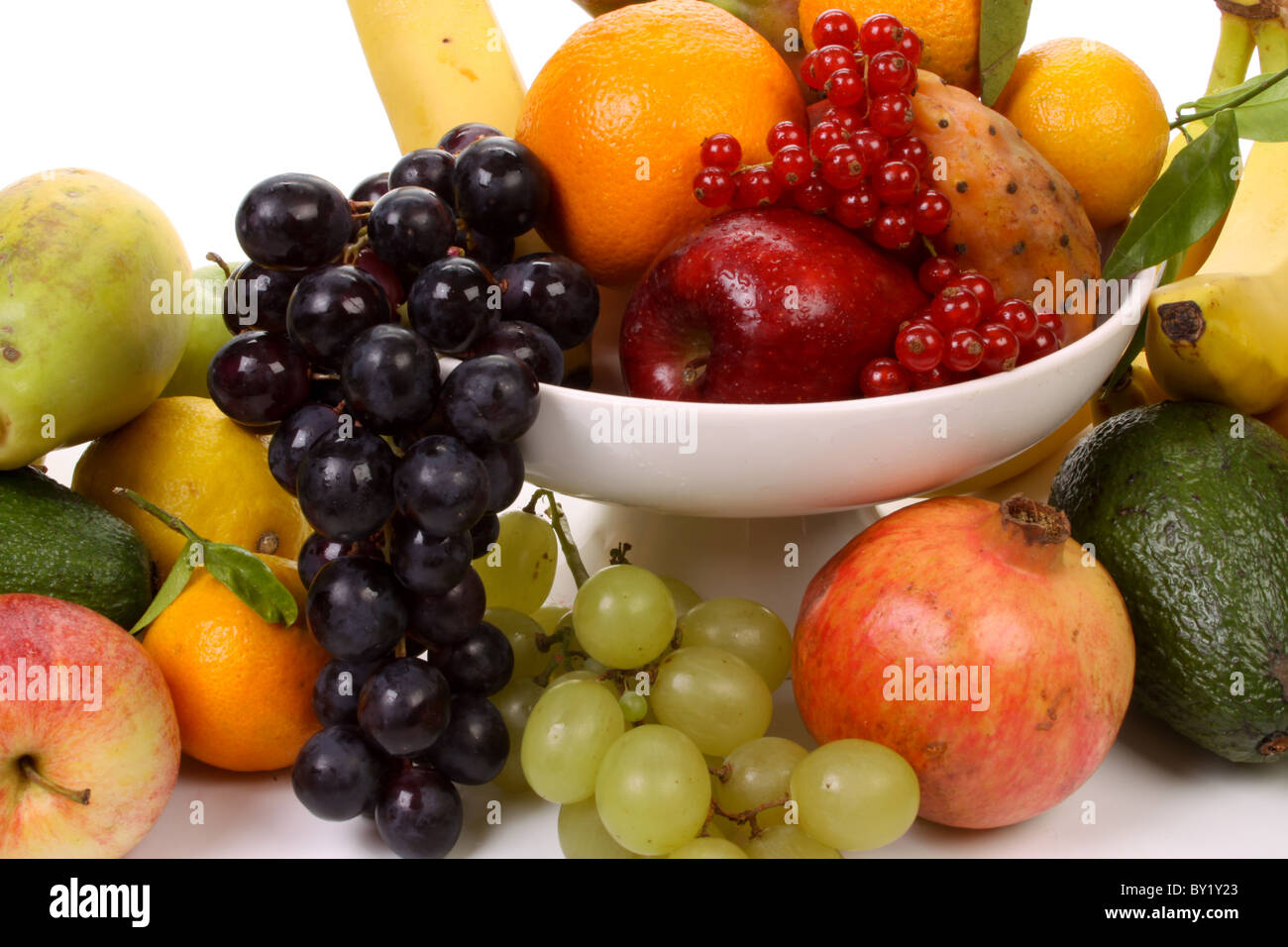 Composition of several fruits on a fruit-dish Stock Photo - Alamy