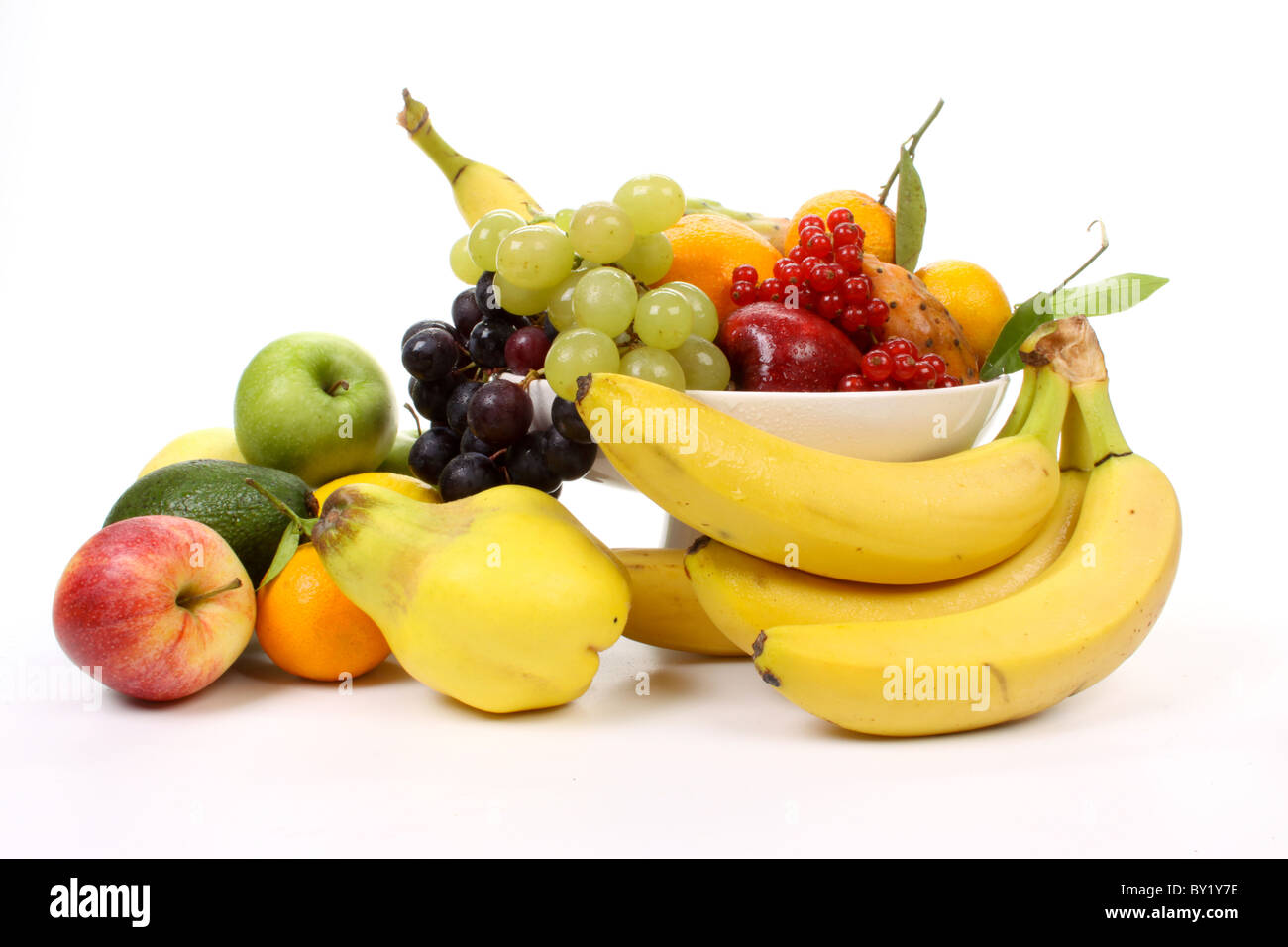 Composition of several fruits on a fruit-dish Stock Photo - Alamy