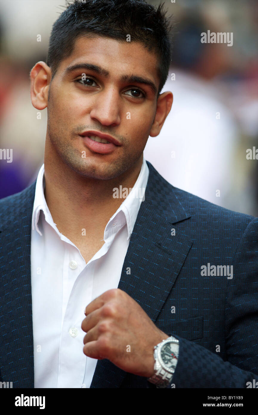 World chamption boxer Amir Khan arrives for the premiere of 'The ...