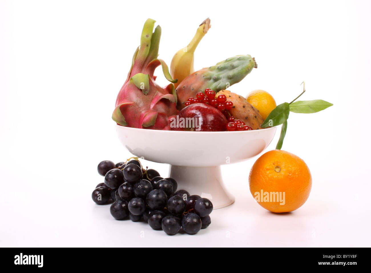 Composition of several fruits on a fruit-dish Stock Photo - Alamy