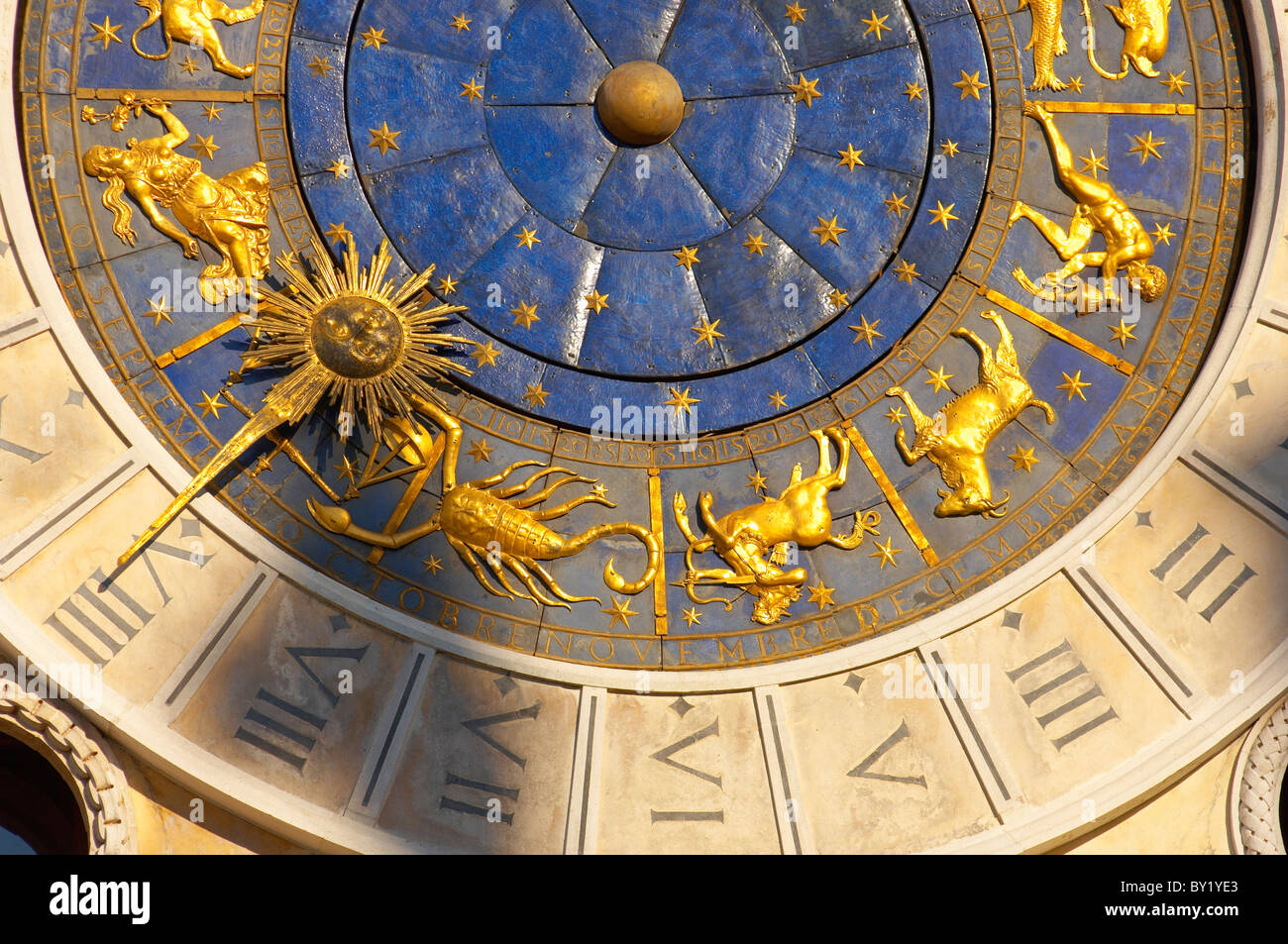 Close up of the astronomical clock face of St Mark's Clock- Venice ...
