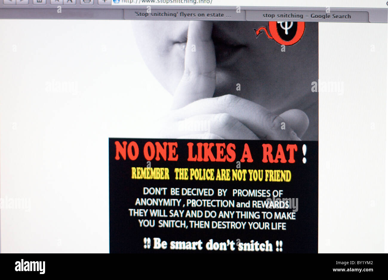 Screenshot of stopsnitching website Stock Photo - Alamy