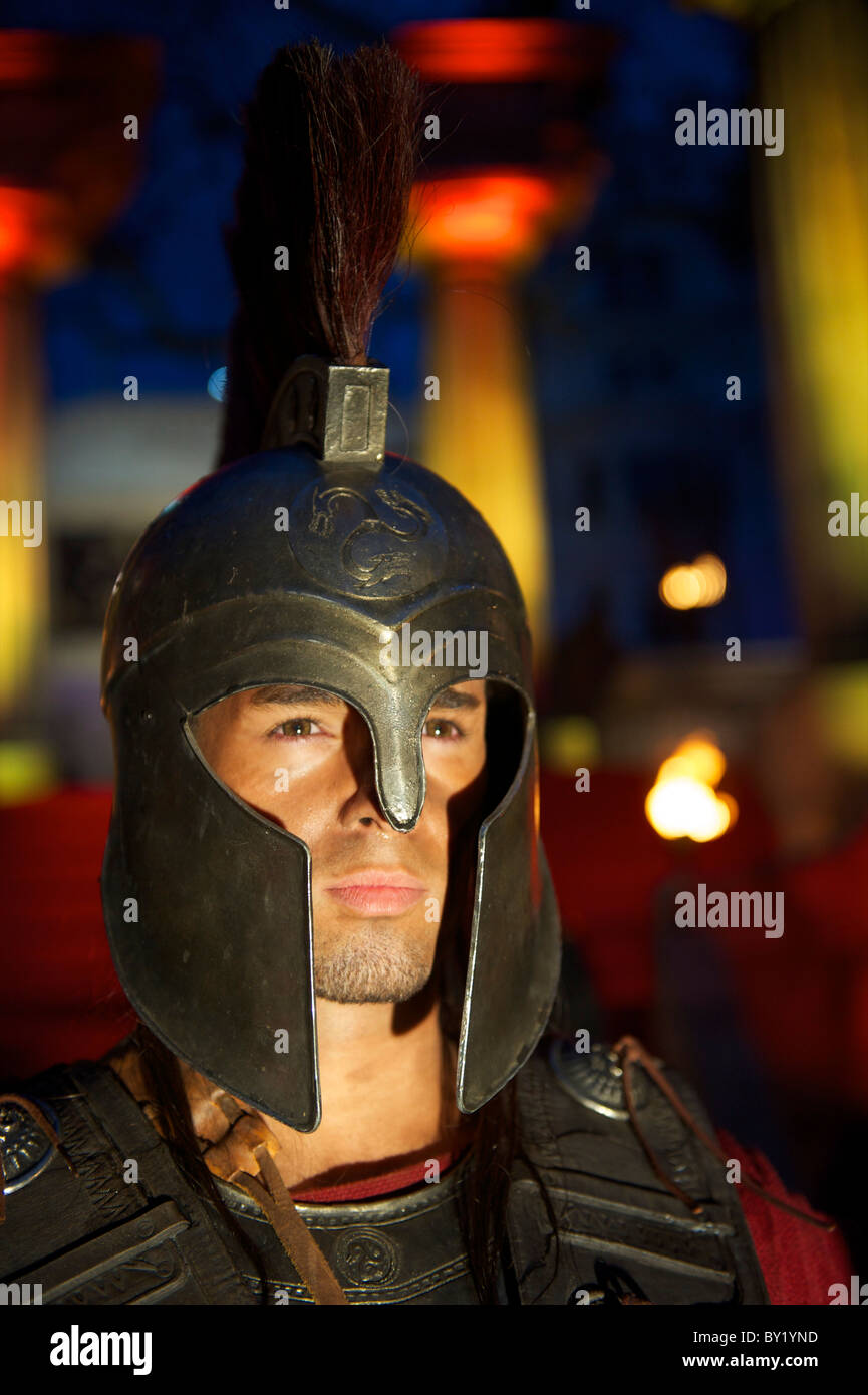 A Greek sentry observes the red carpet fanfare at the world premiere of ...