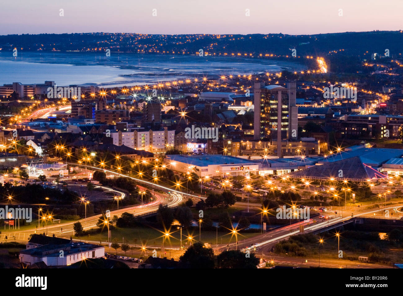 Swansea city centre at night Stock Photo - Alamy