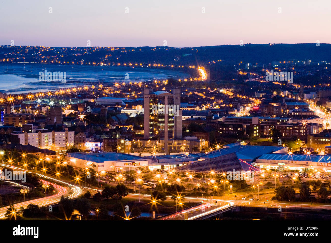 Swansea city centre at night Stock Photo - Alamy Swansea city centre at night Stock Photo - Alamy