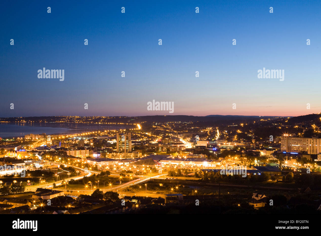 Swansea city centre at night Stock Photo - Alamy