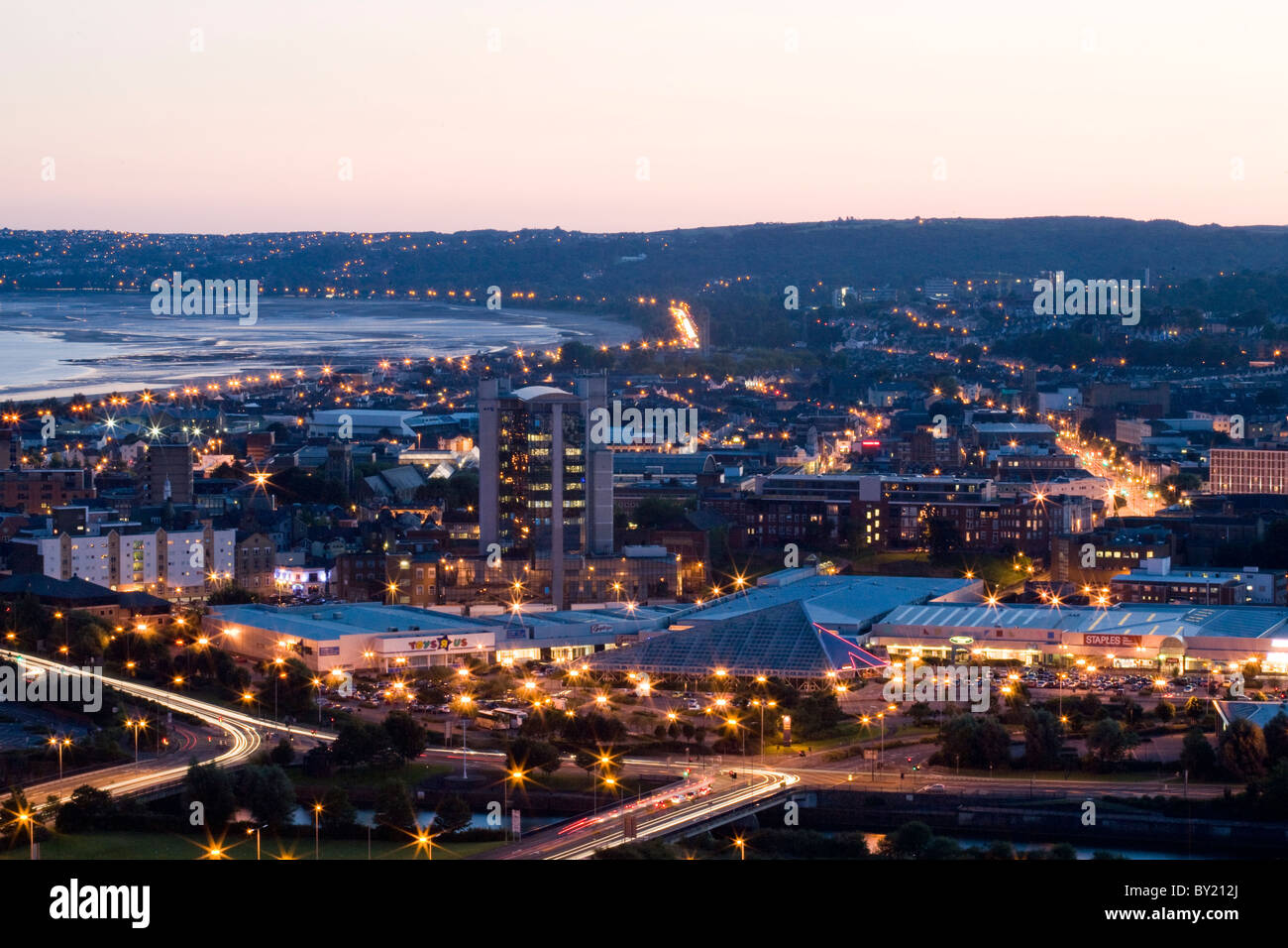 Swansea city centre at night Stock Photo - Alamy