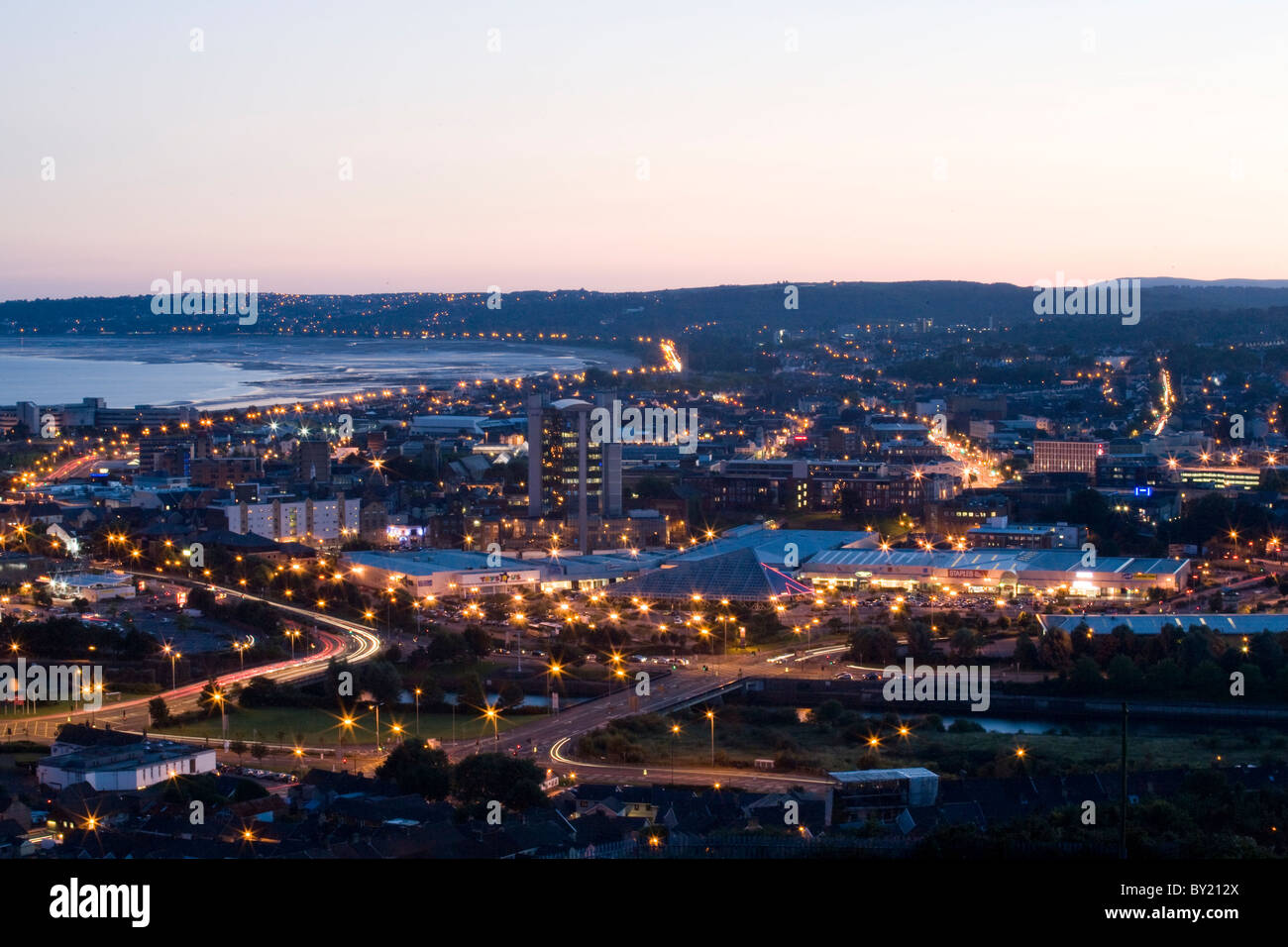 Swansea city centre at night Stock Photo - Alamy
