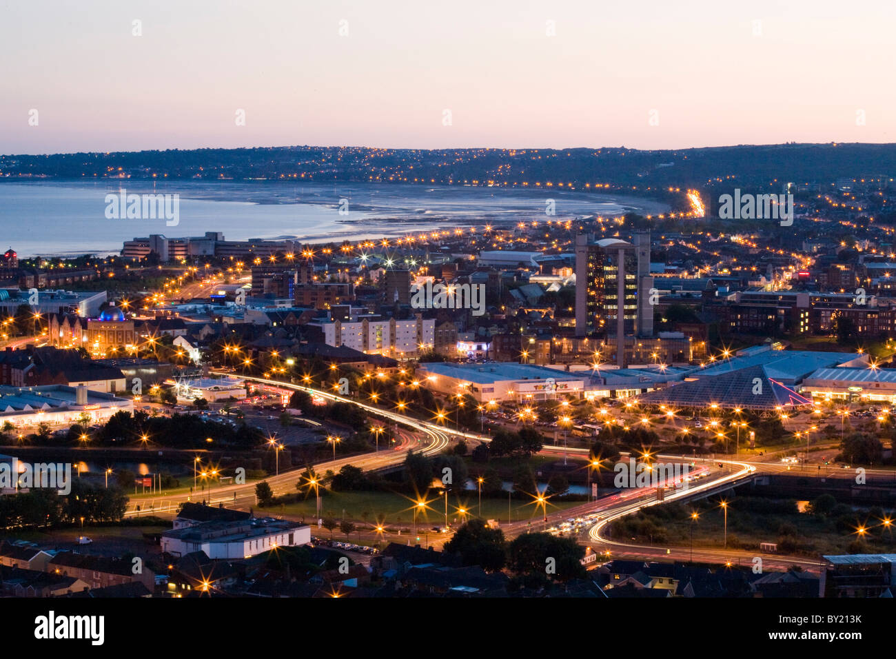 Swansea night city hi-res stock photography and images - Alamy