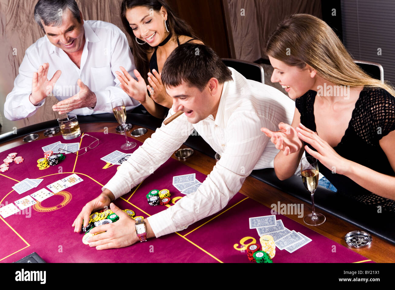 Image of man winning in gamble and people applauding to him Stock Photo ...