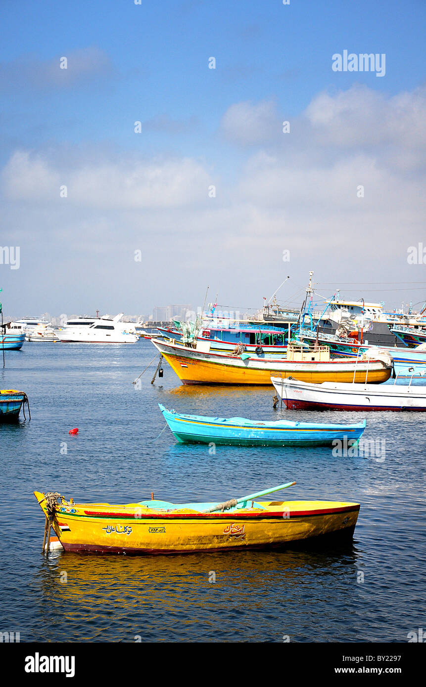 Colorful boats in Alexandria Harbor, Alexandria, Egypt Stock Photo - Alamy