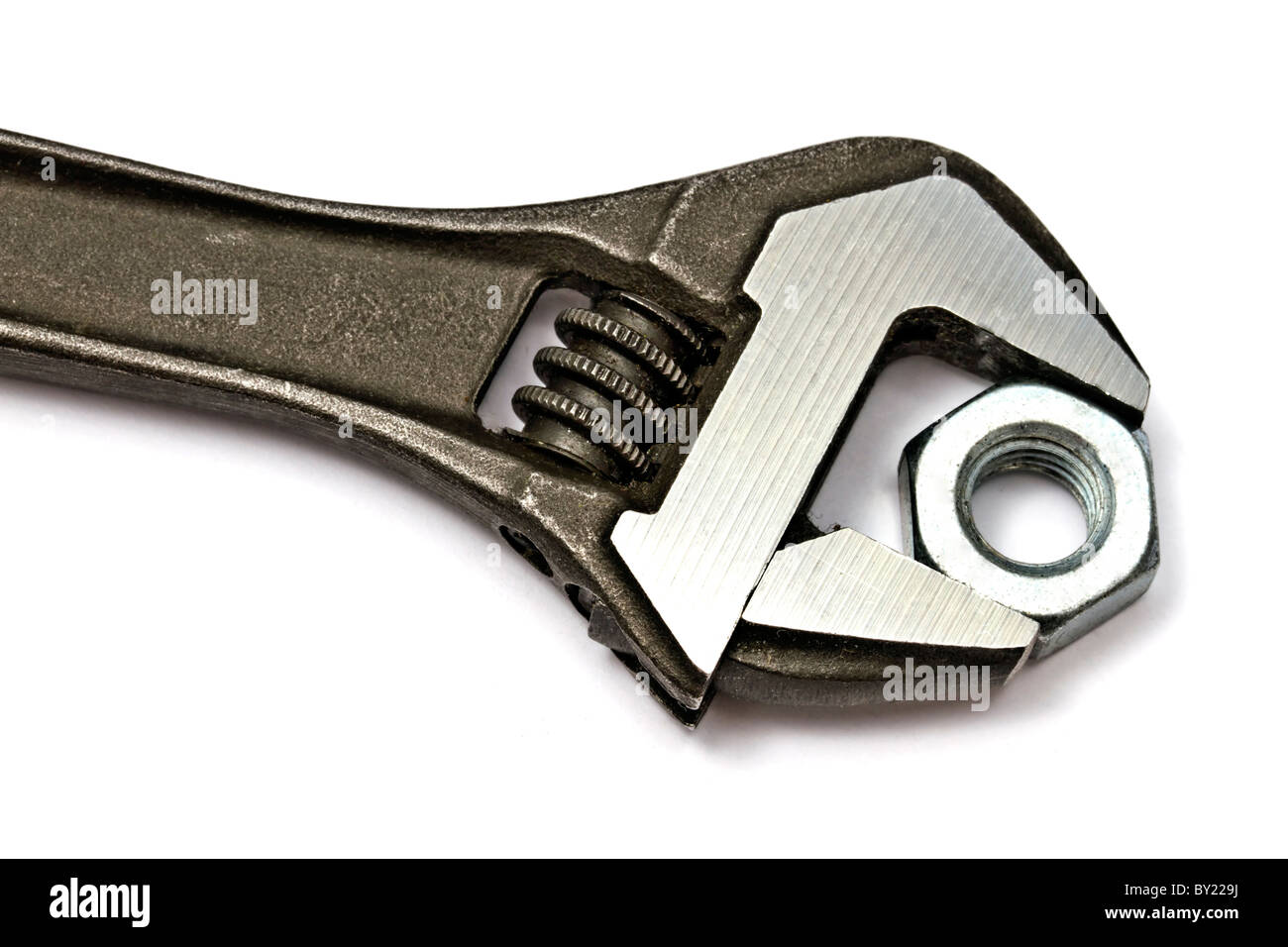 A Wrench closeup isolated on white background Stock Photo - Alamy