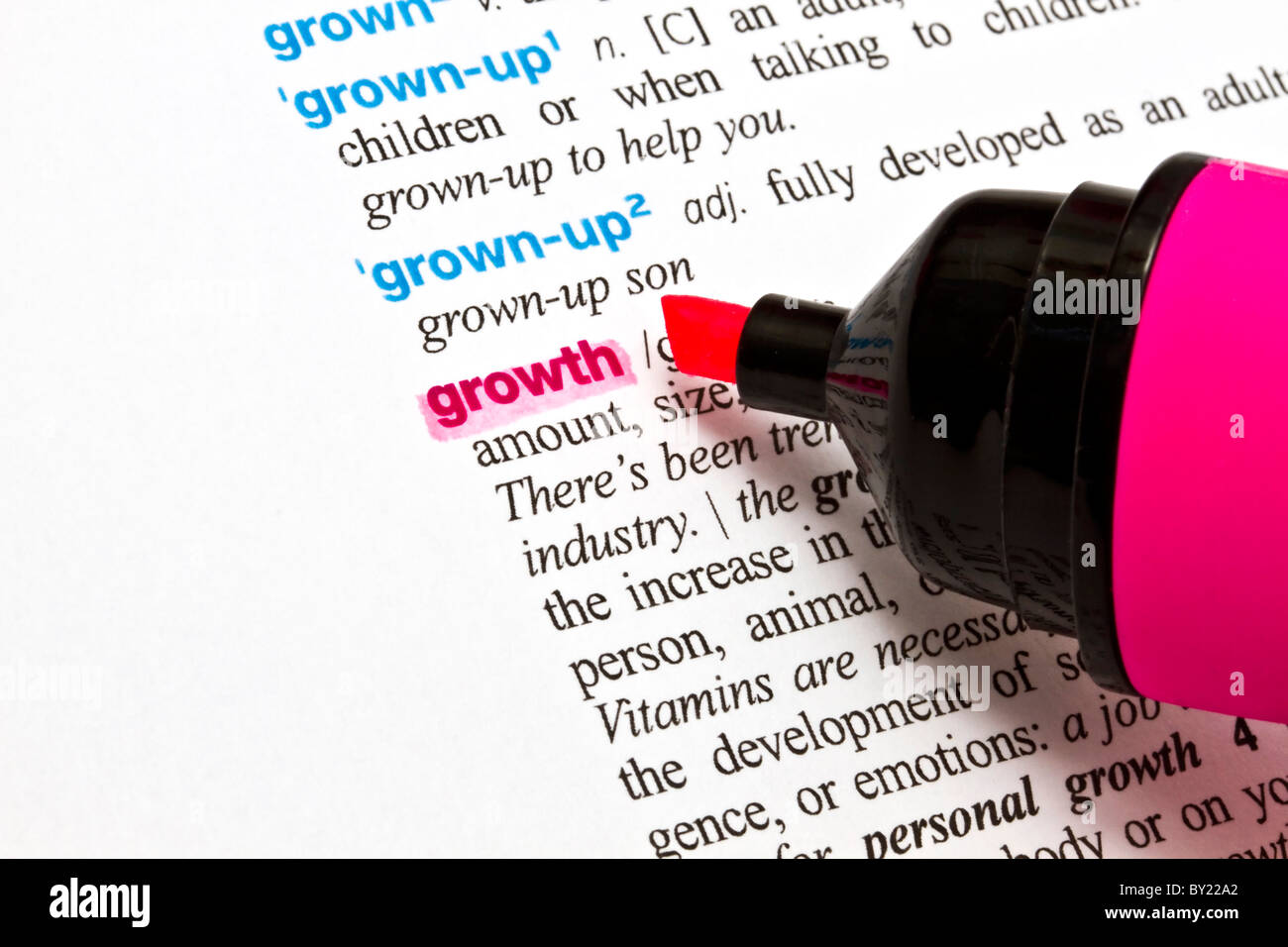 The word Growth highlighted in a dictionary Stock Photo - Alamy