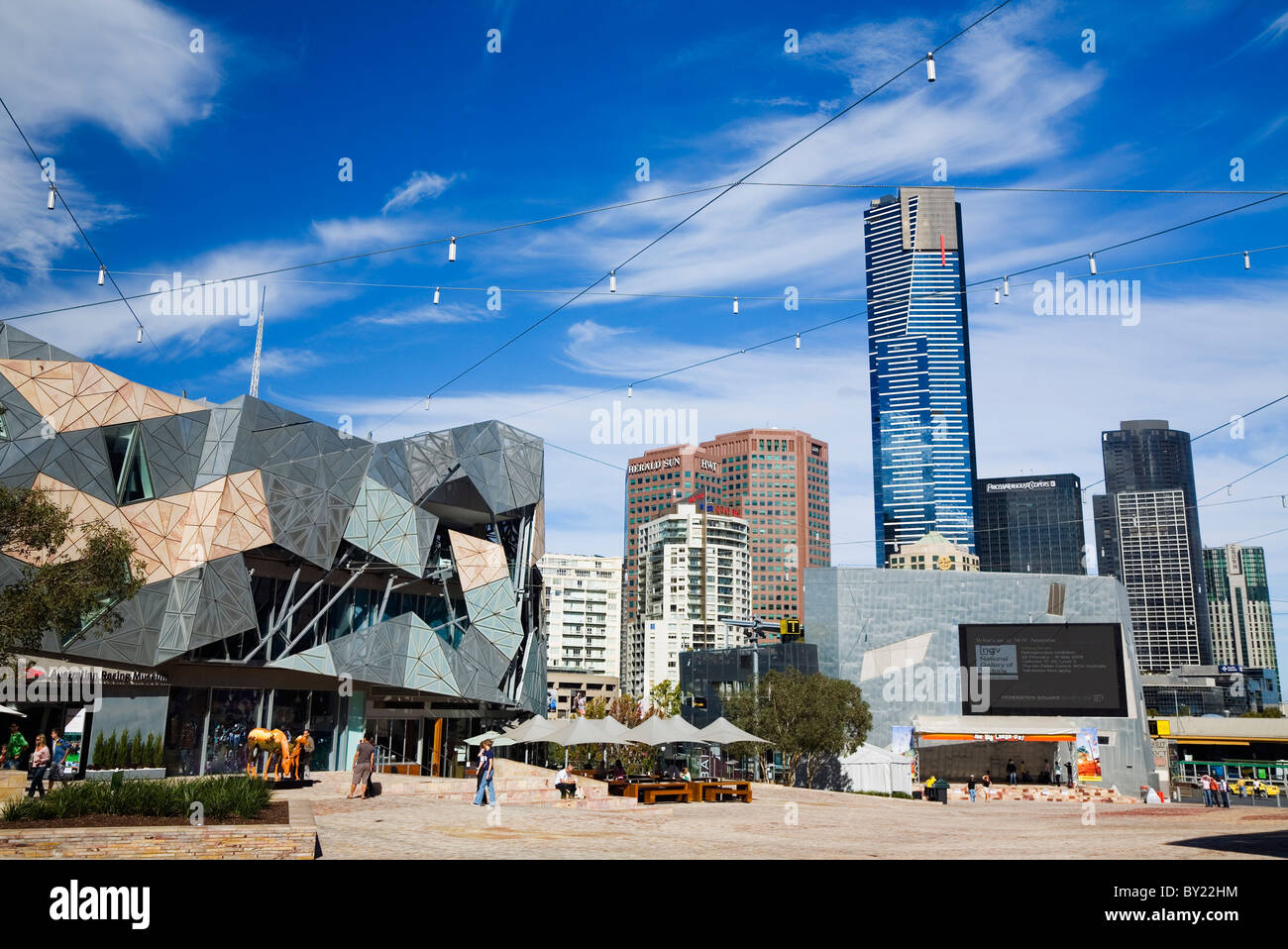 Australia, Victoria, Melbourne. Federation Square with Southbank and ...