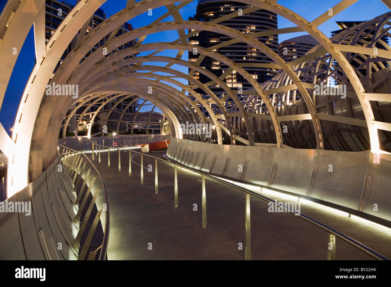 Australia, Victoria, Melbourne, Docklands. The Webb Dock Bridge at ...