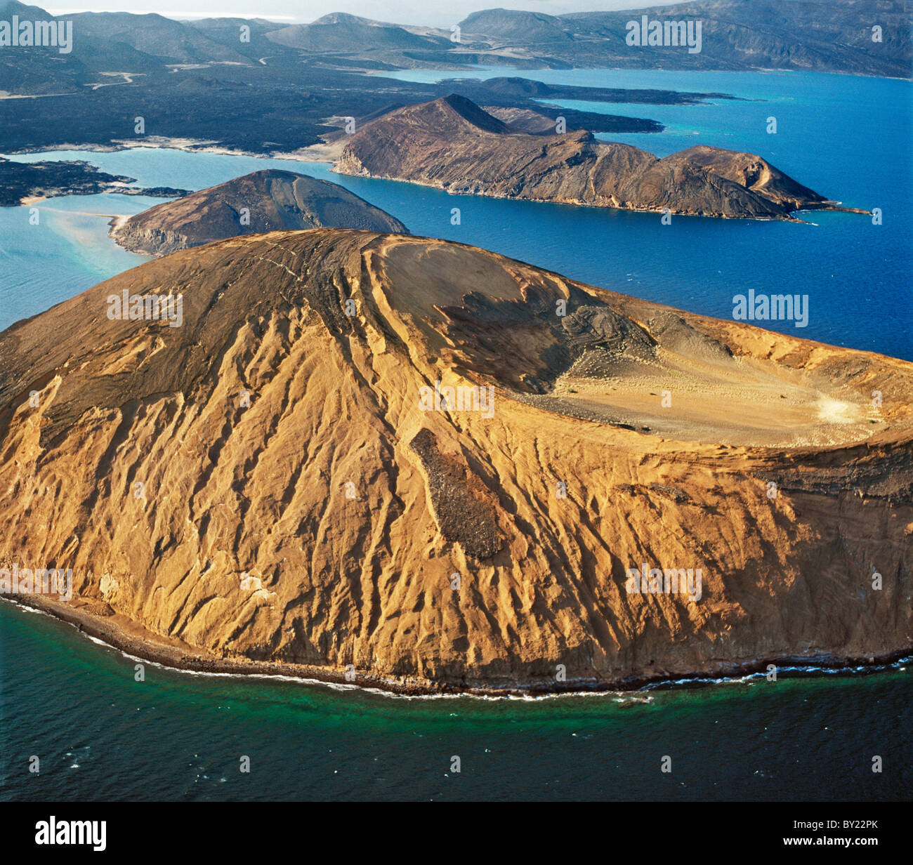 An aerial view of the caldera Sisale Kôma, which is 3,937 feet in ...