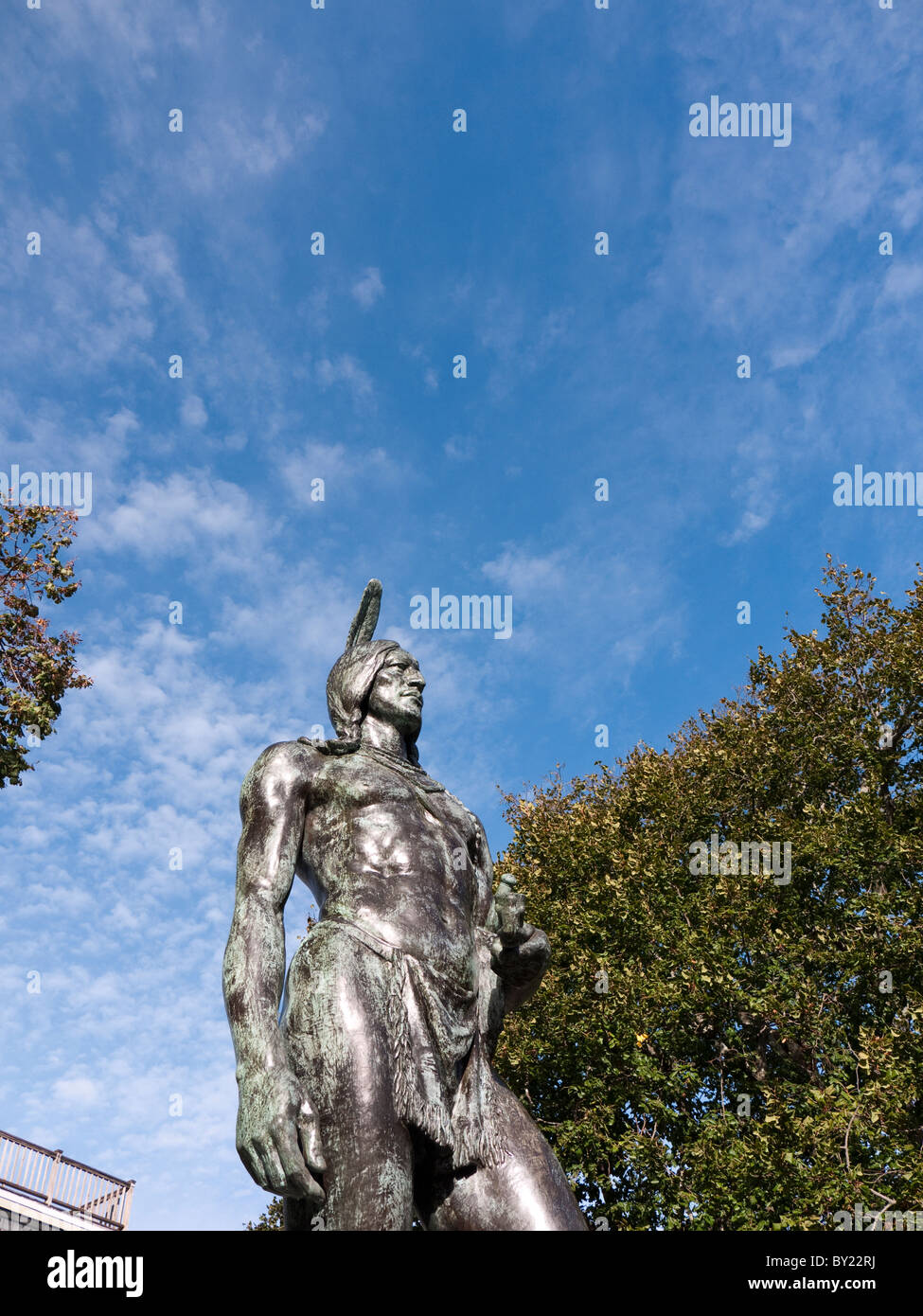 Statue of Indian Chief Massasoit in the lovely town of Plymouth ...