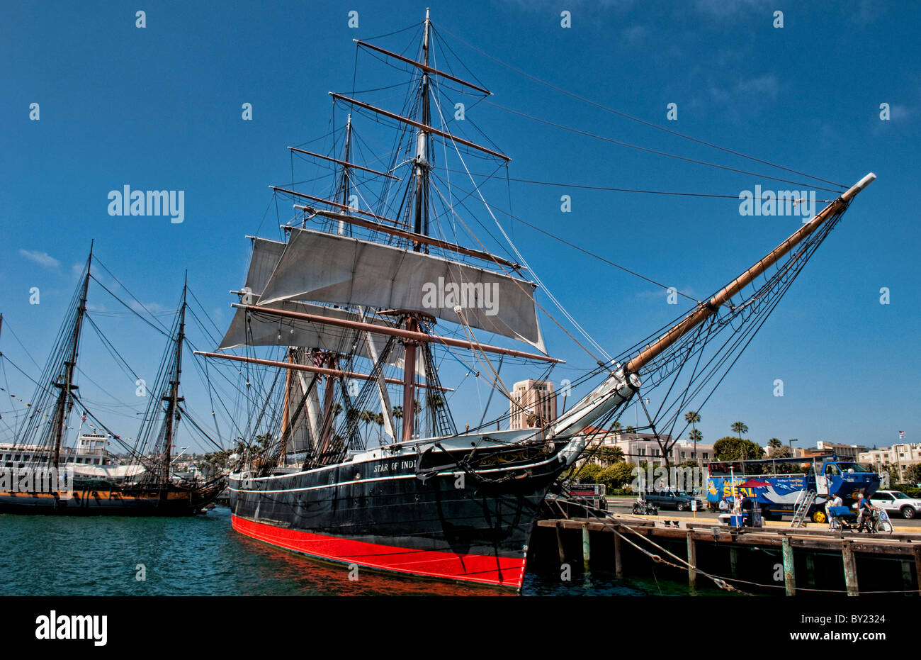 Star of India historic ship at dock in San Diego Bay, California Stock ...