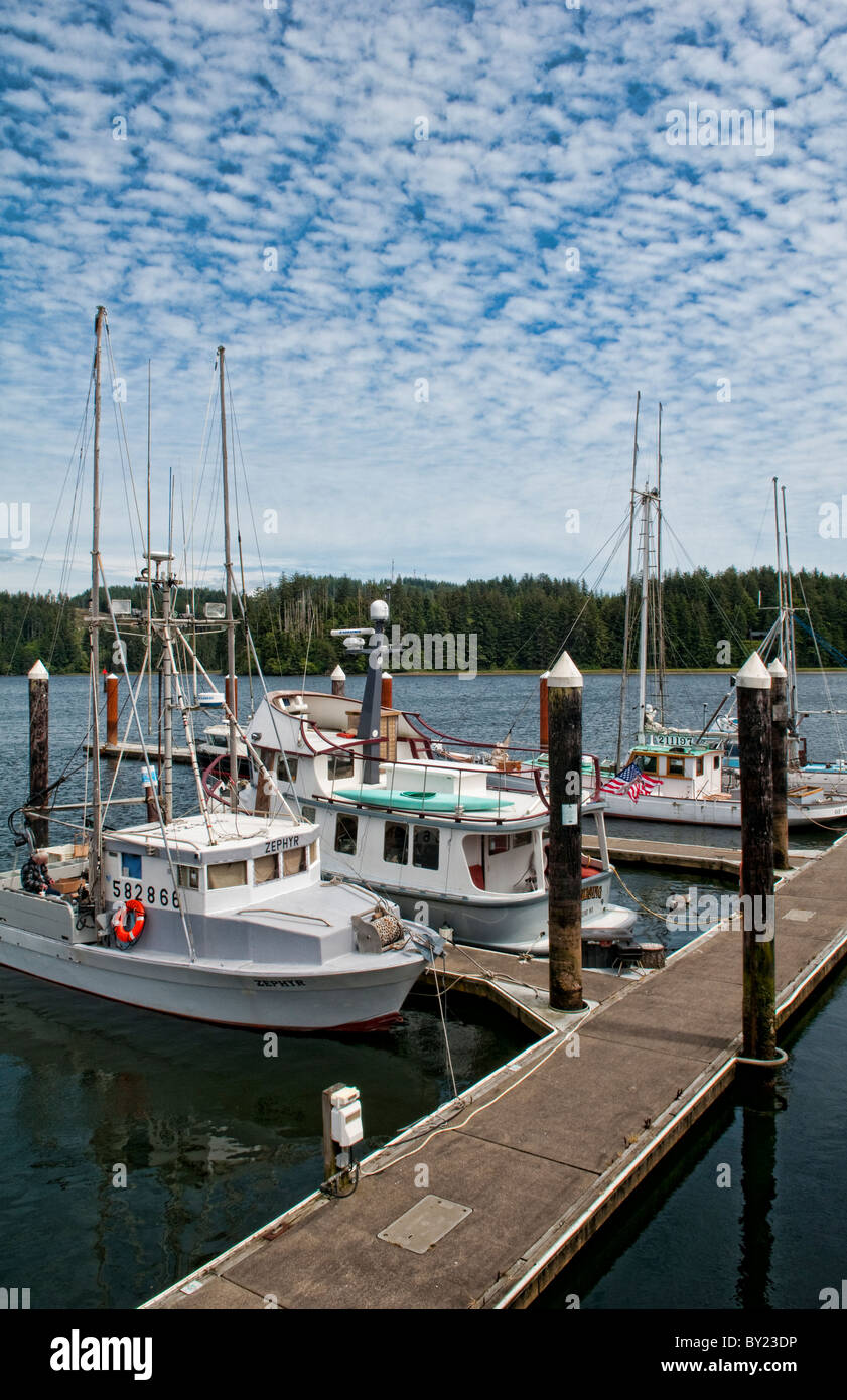 Port of Siuslaw in Florence Oregon on the coast with ships in pier ...