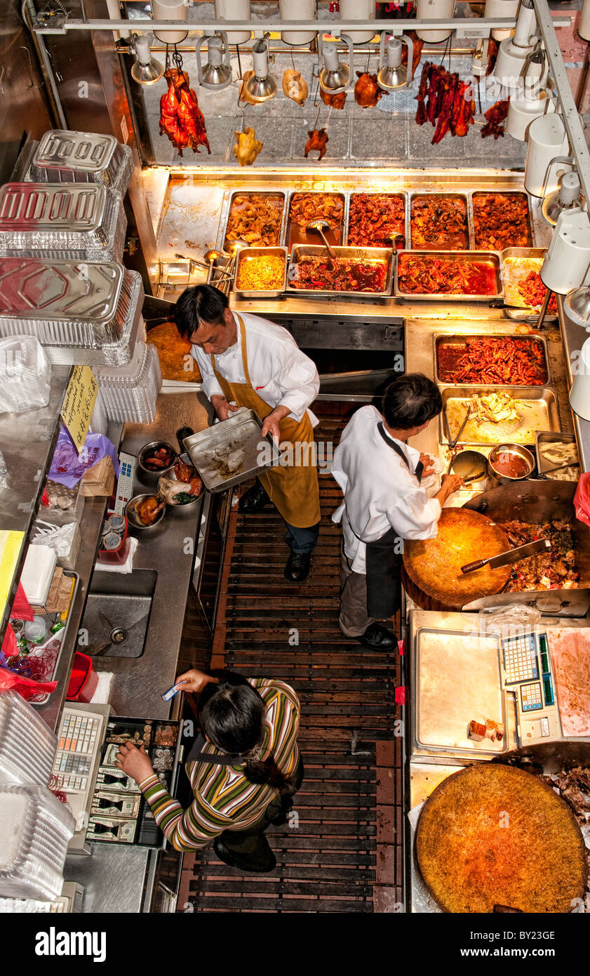 Chinese men from above arranging food in Chinatown San Francisco Stock ...
