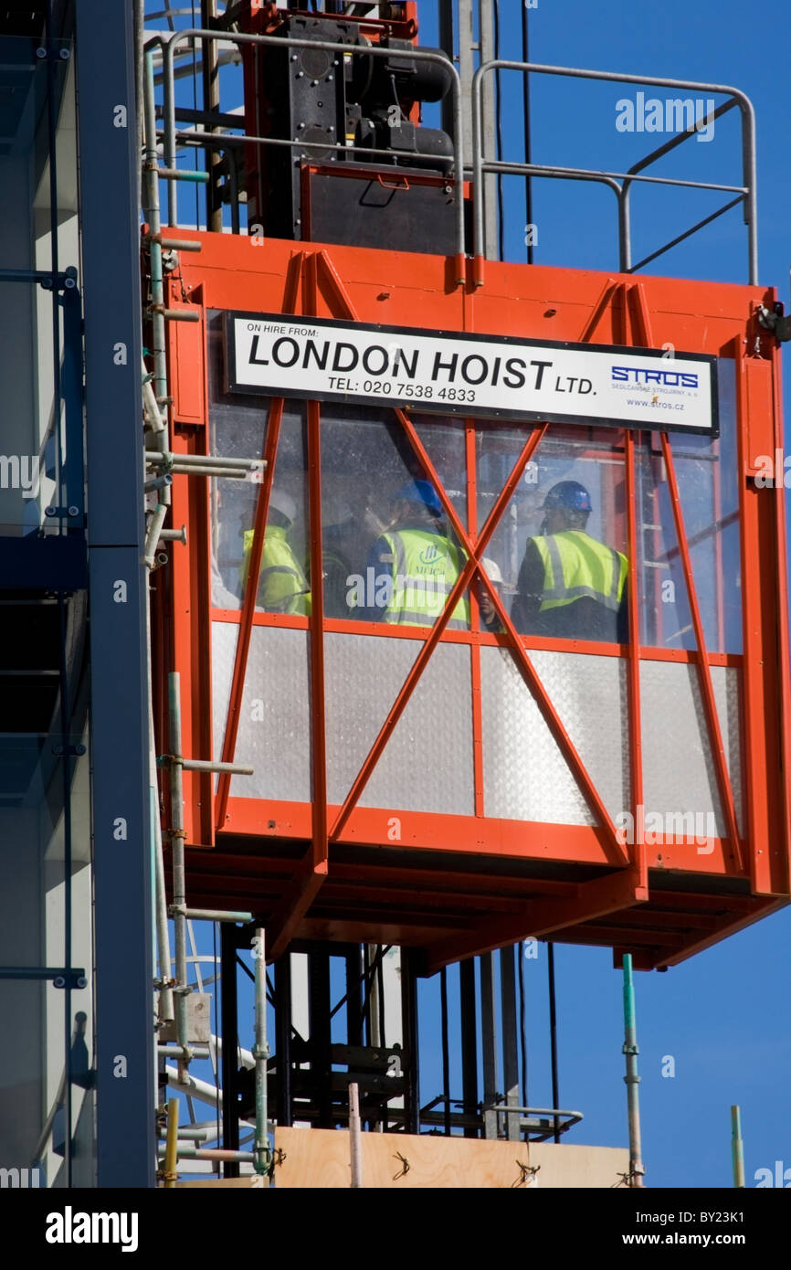Hoist used for High rise building construction at Gunwharf Quays ...