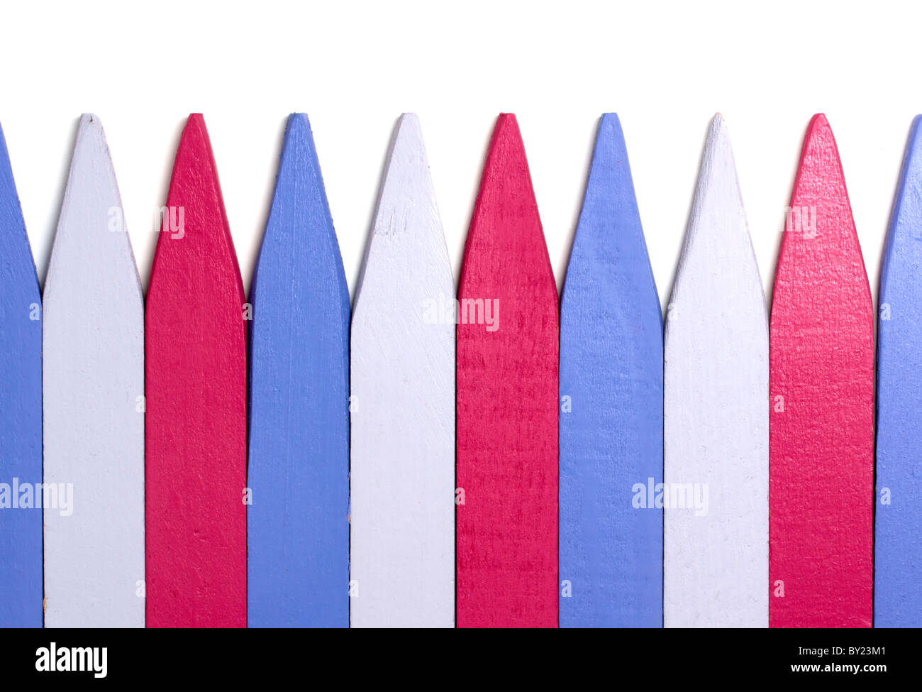 Row of multicoloured garden plant markers Stock Photo - Alamy