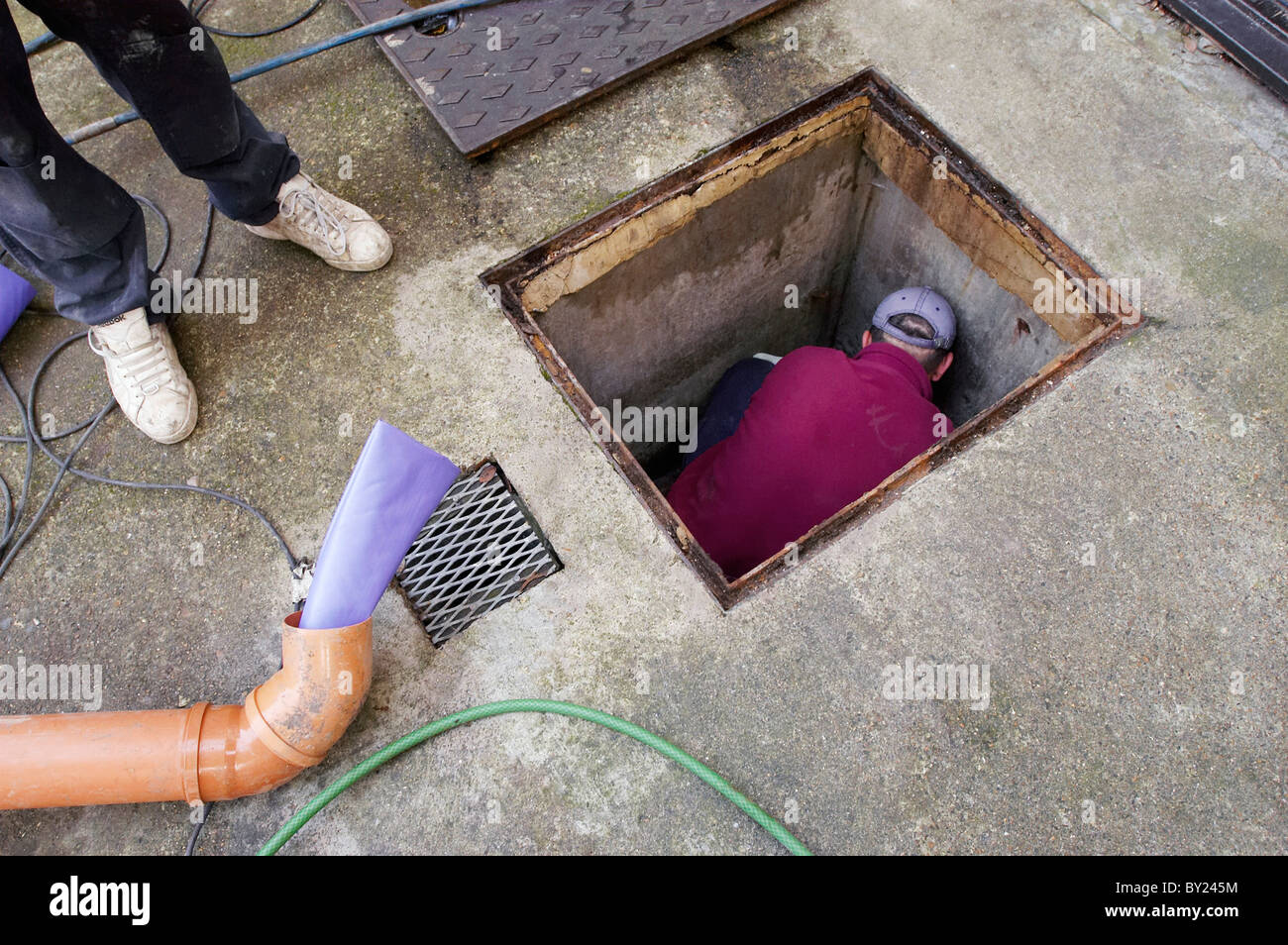 Drain investigation on domestic property. UK Stock Photo - Alamy