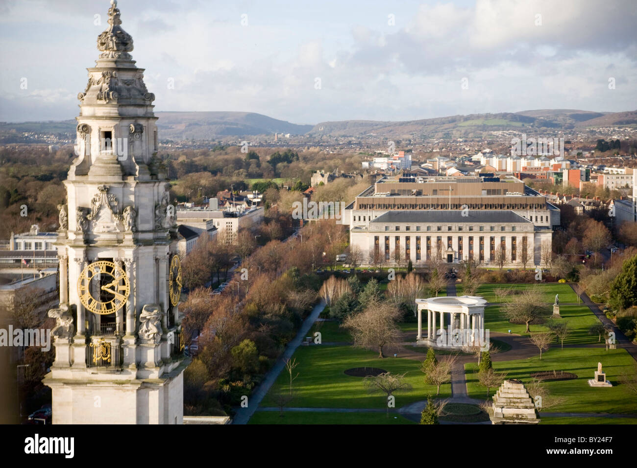 City Hall Clock Tower, Cardiff City Centre Stock Photo - Alamy