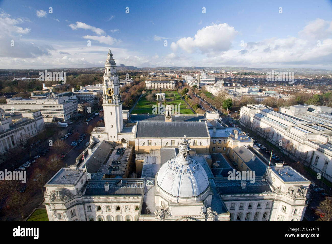 Cardiff city hall aerial hi-res stock photography and images - Alamy