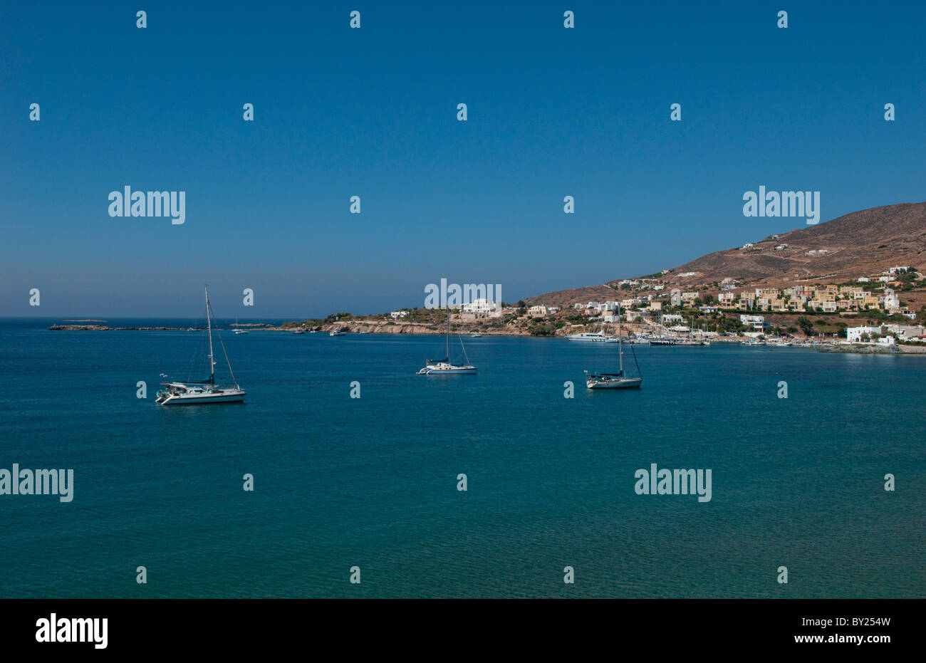 Syros Greece Islands Finikas harbor beaches in water with relaxing ...