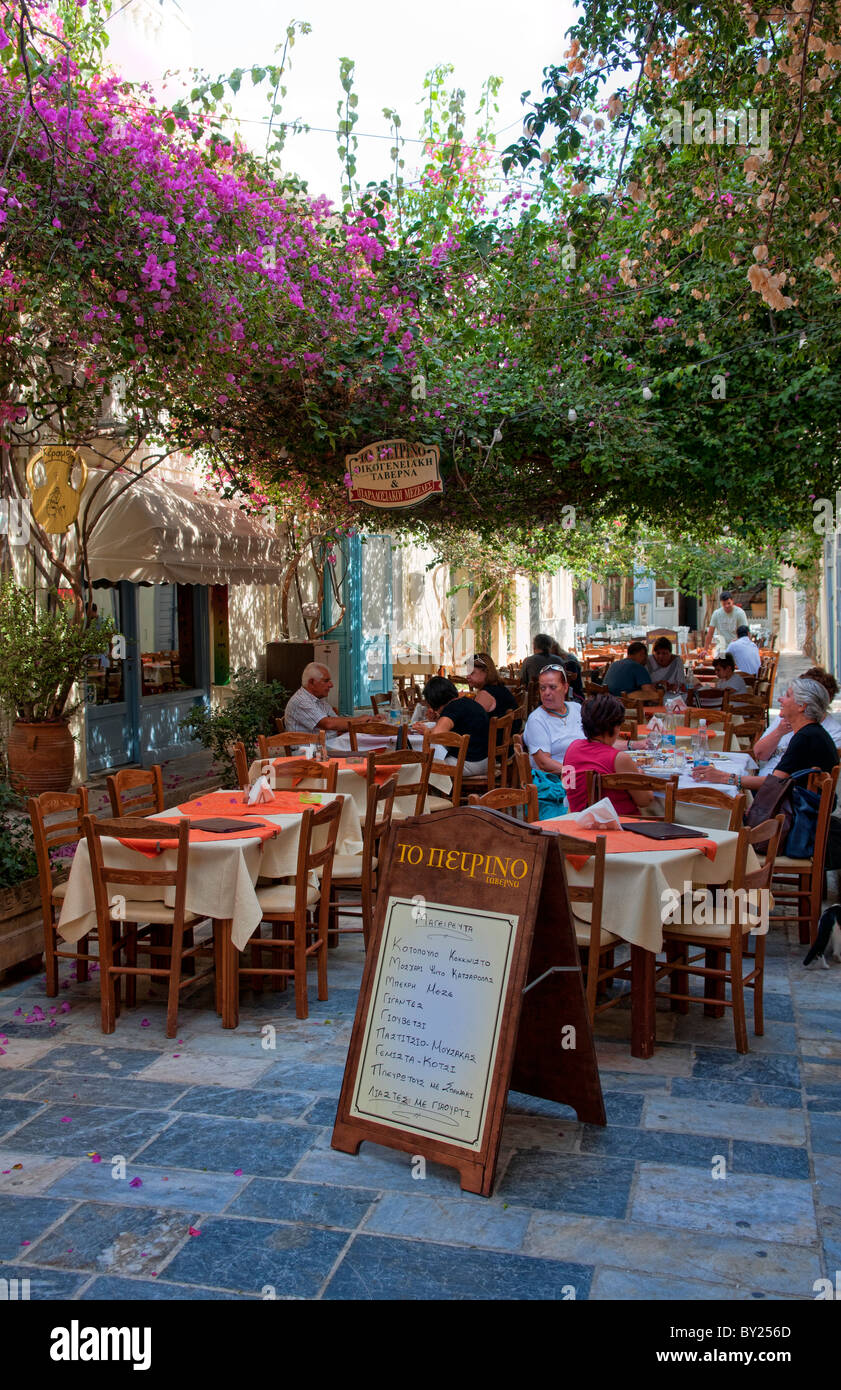 Cafe in downtown area of capital of Syros called Hermoupolis with ...