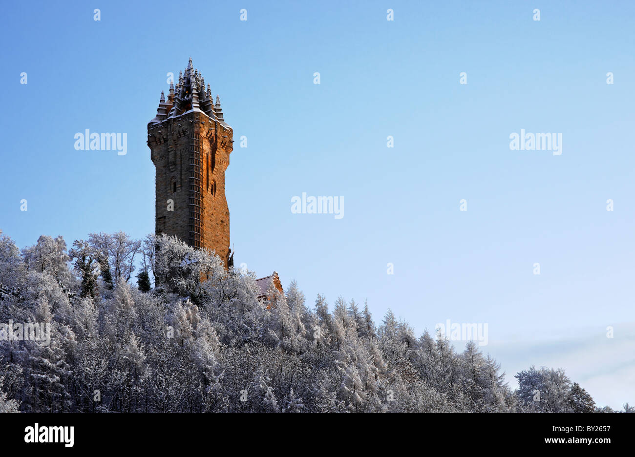 The National Wallace Monument on Abbey Craig with frosty trees, City of ...