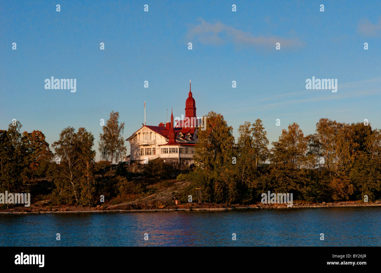 Helsinki Finland house on hill in city harbour Stock Photo - Alamy