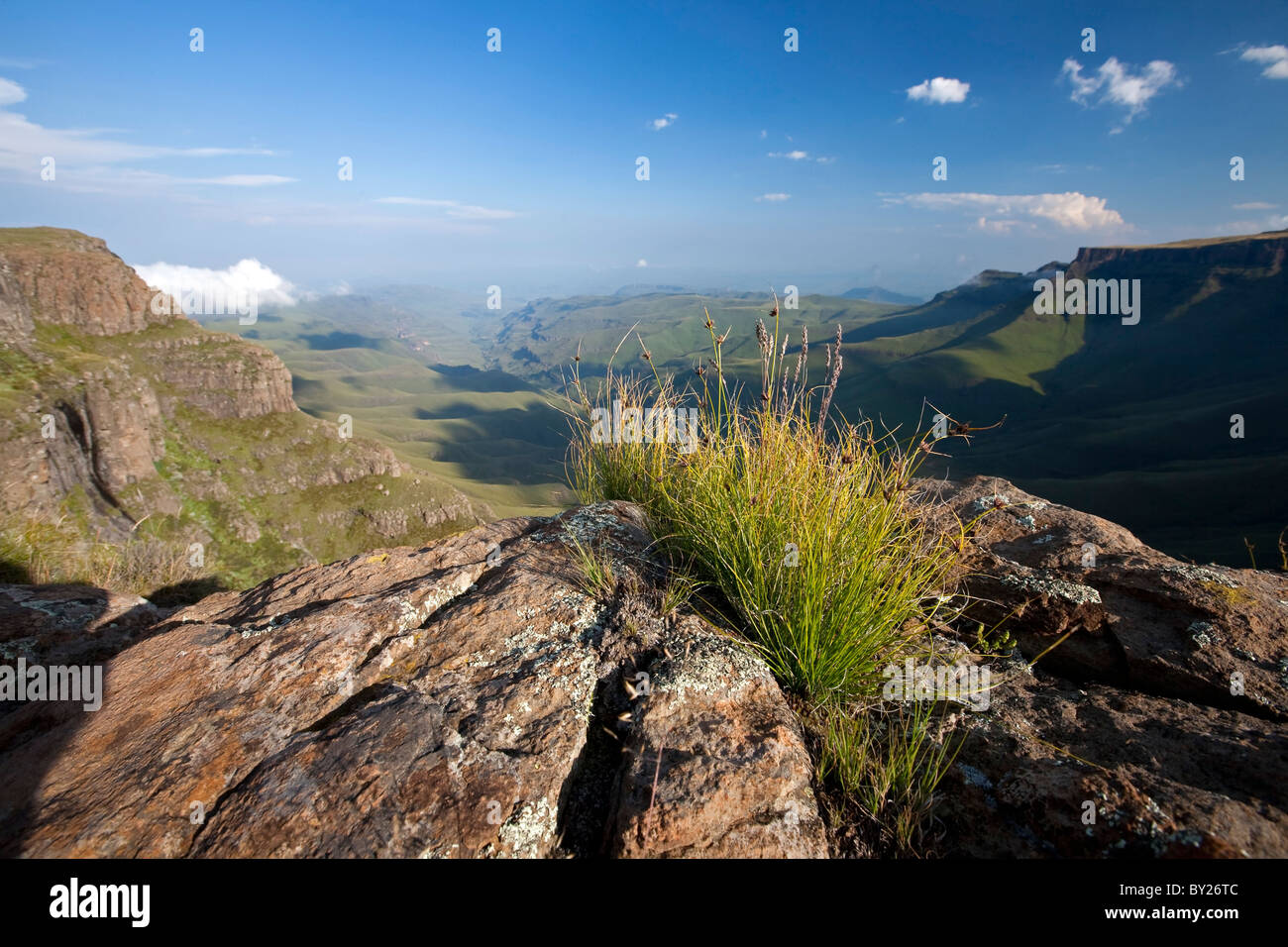 Lesotho, Sani Pass. The border with South Africa in the Drakensberg ...