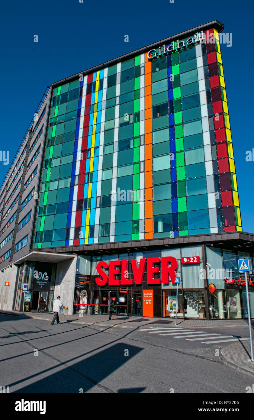 Tallinn Estonia modern skyscraper office building Selver colors in city ...