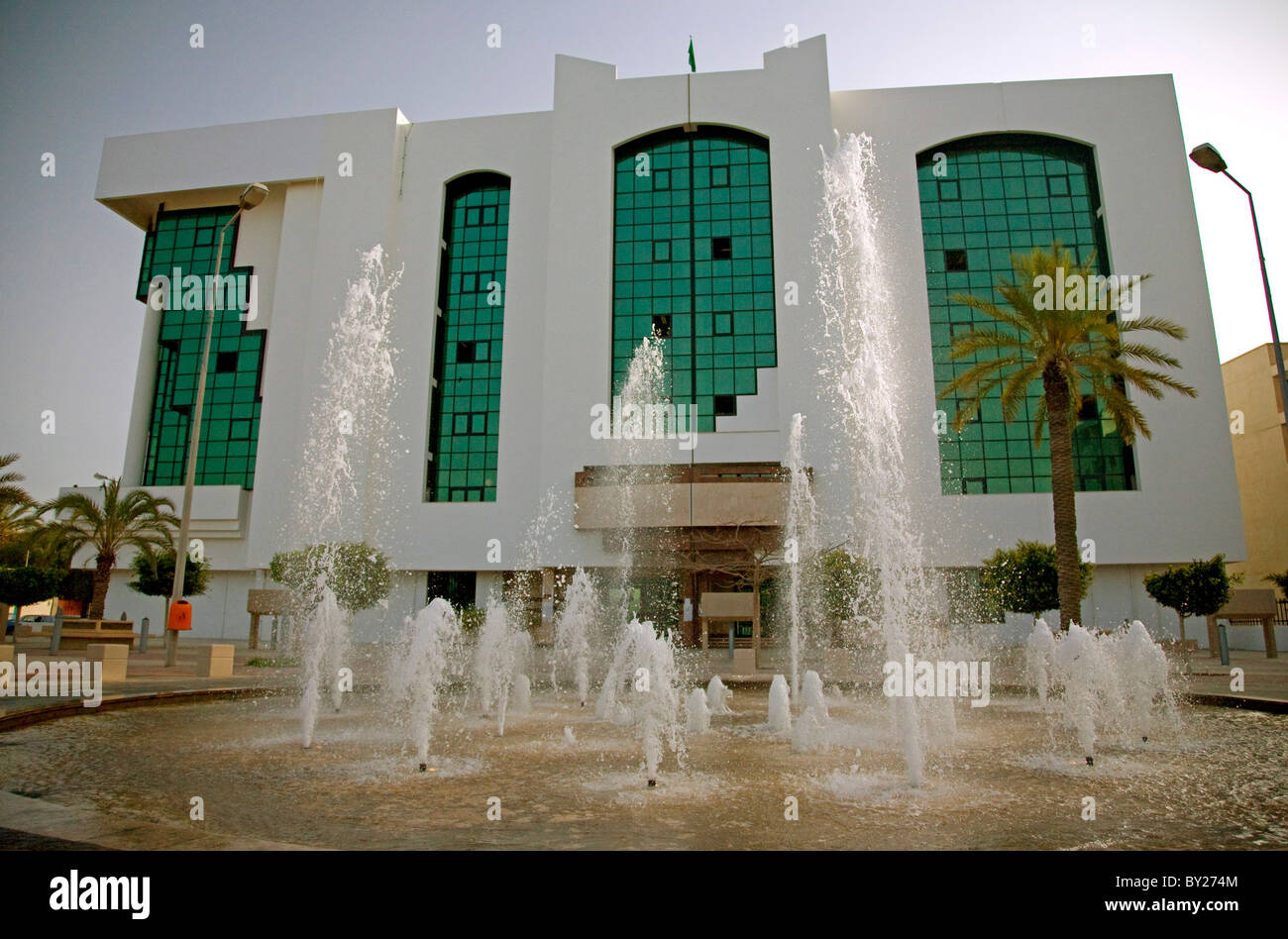 Misrata, Libya; A hotel standing just off the town centre showing ...