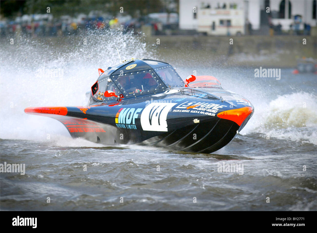 Powerboat racing in Cardiff Bay Stock Photo - Alamy