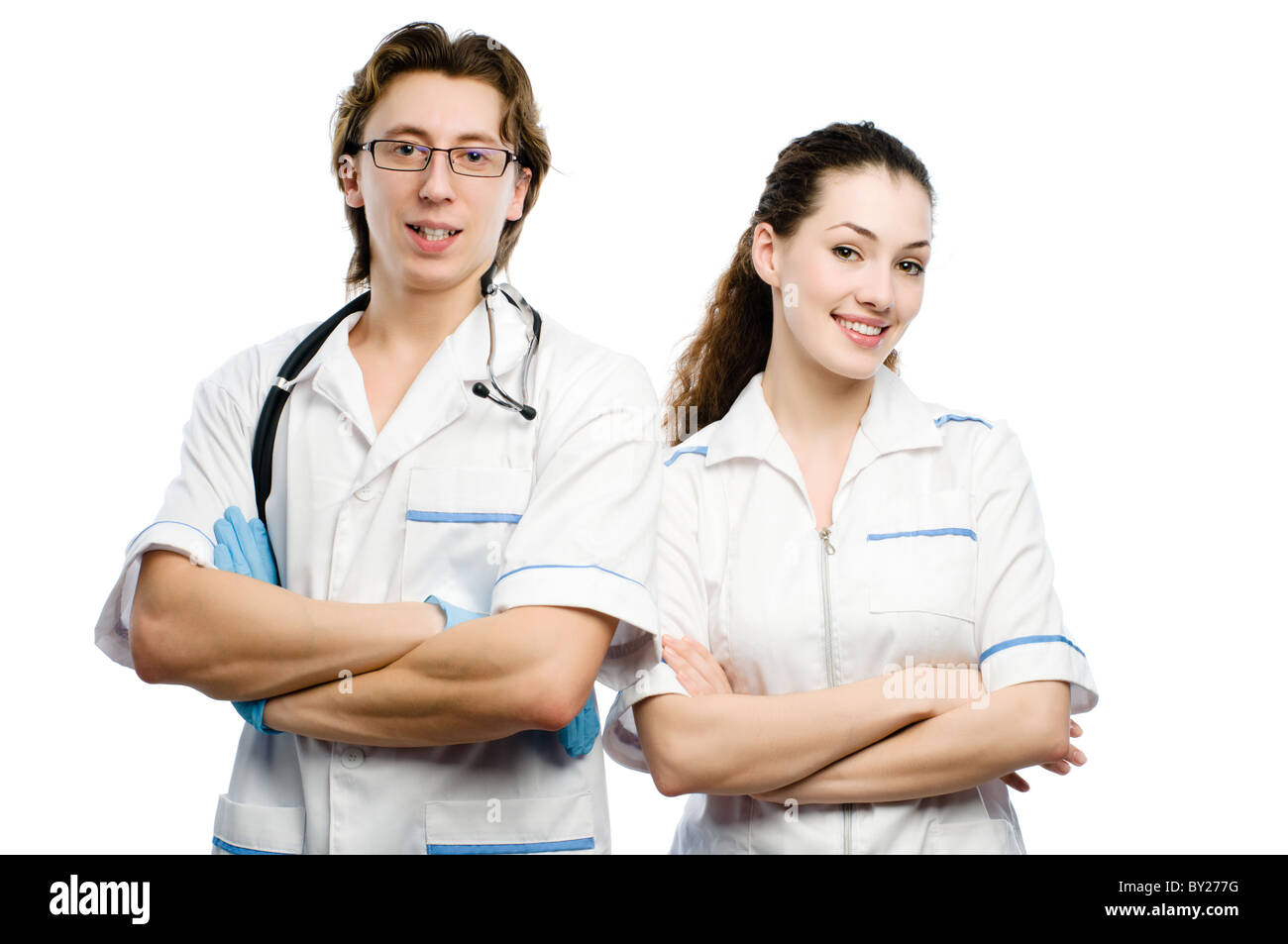 two young doctors on the white background Stock Photo - Alamy