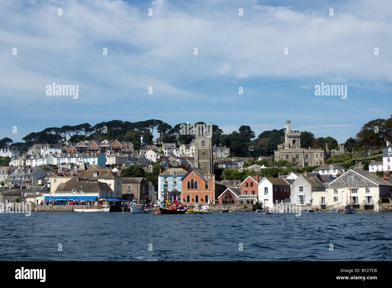 Fowey town quay from harbour Stock Photo - Alamy