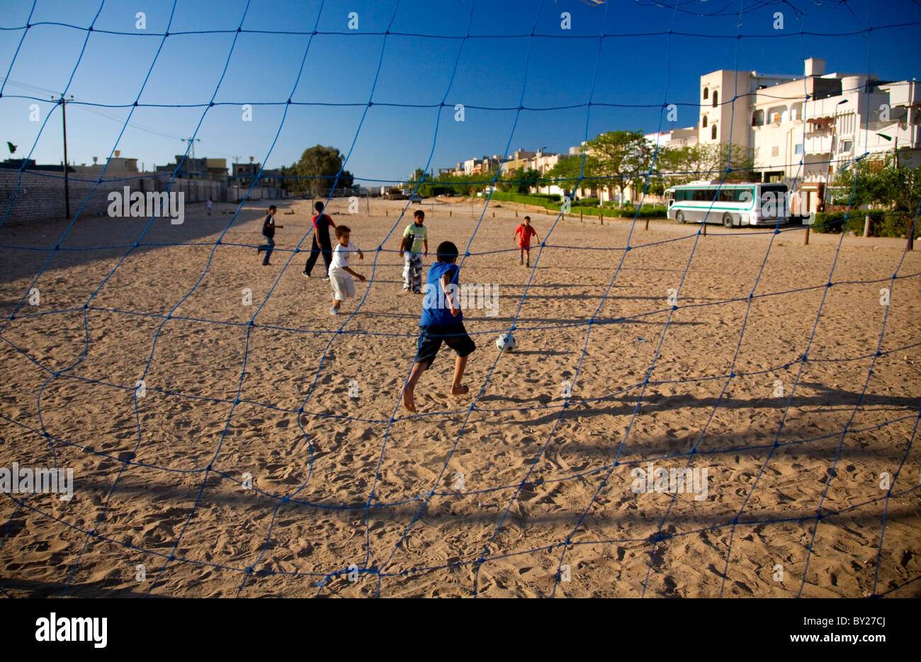 Tripoli, Libya; Children during a football match in the outskirts of ...