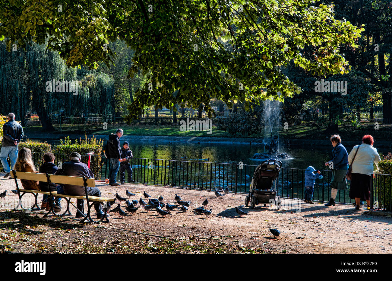 Beautiful peaceful scene by the river in Central Warsaw Poland Stock ...