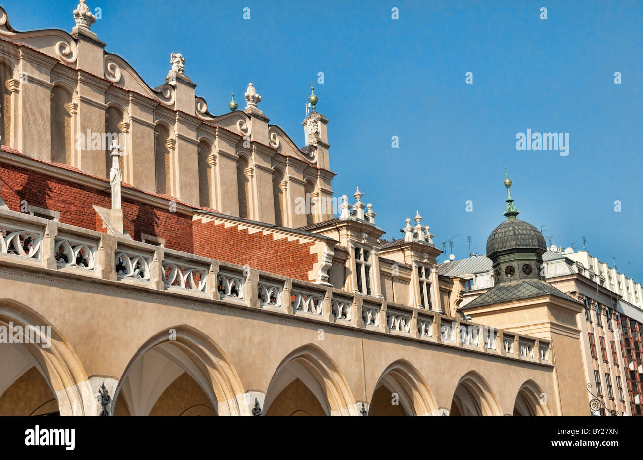 Architecture of Main Market Square beautiful Krakow Poland Stock Photo ...