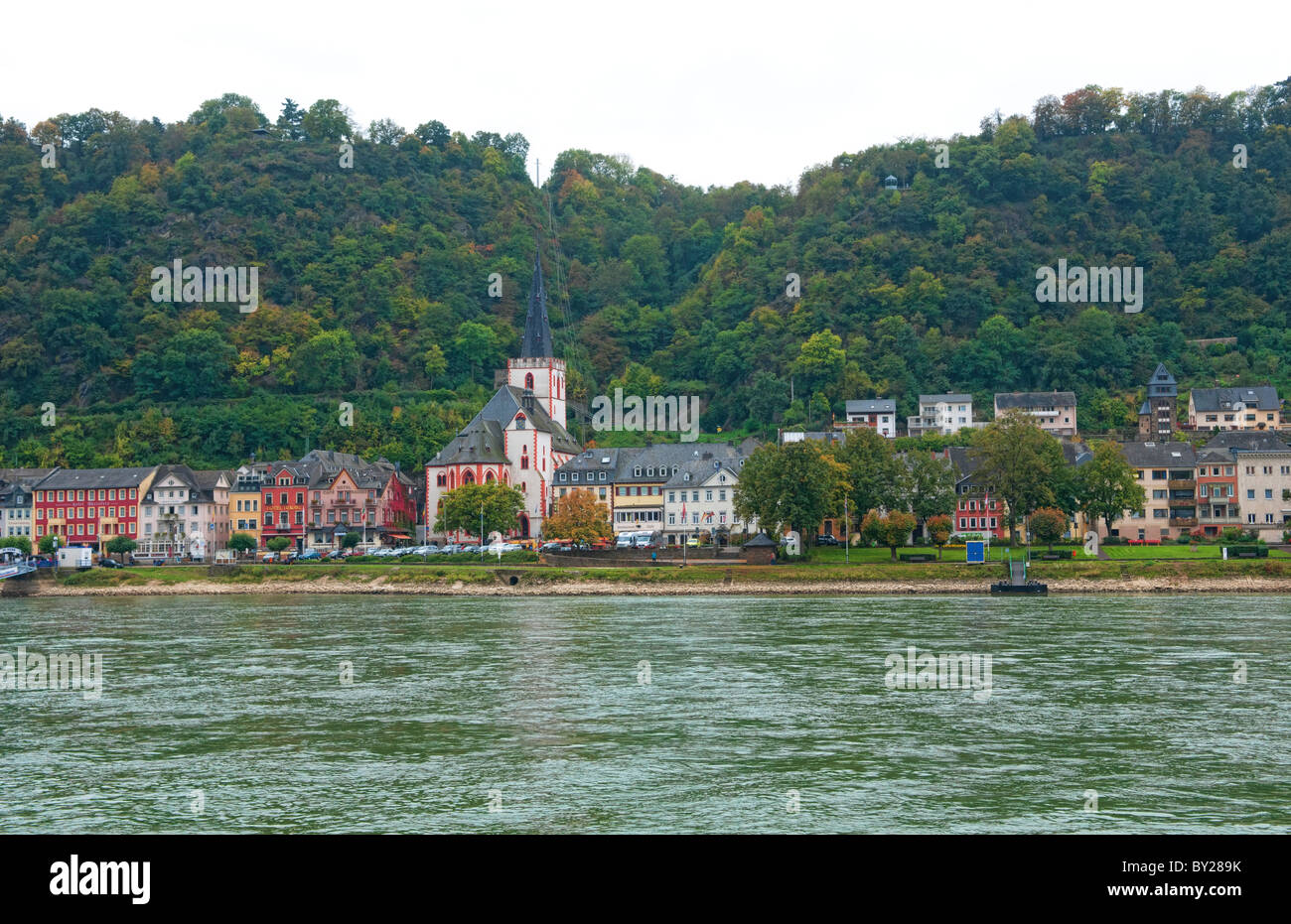 St Goar St Goarhausen Germany wine country village on Rhine River Stock ...
